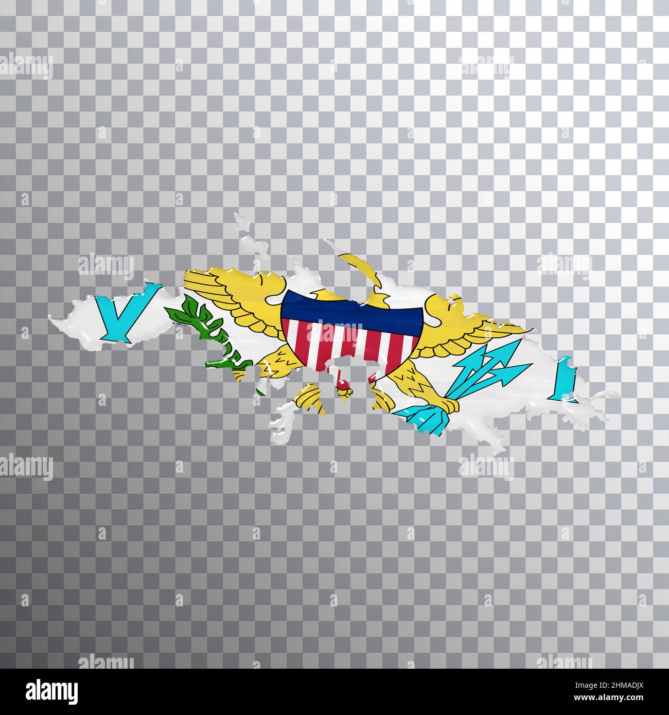 Virgin Islands US flag and map, transparent background, Clipping path ...