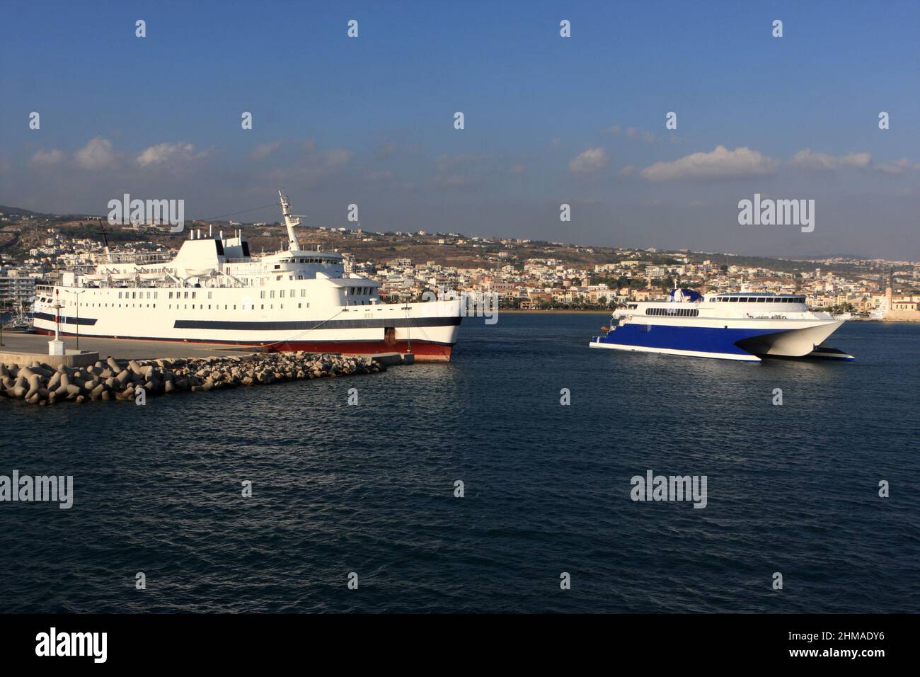 Two liners at harbor of retimo, crete Stock Photo - Alamy