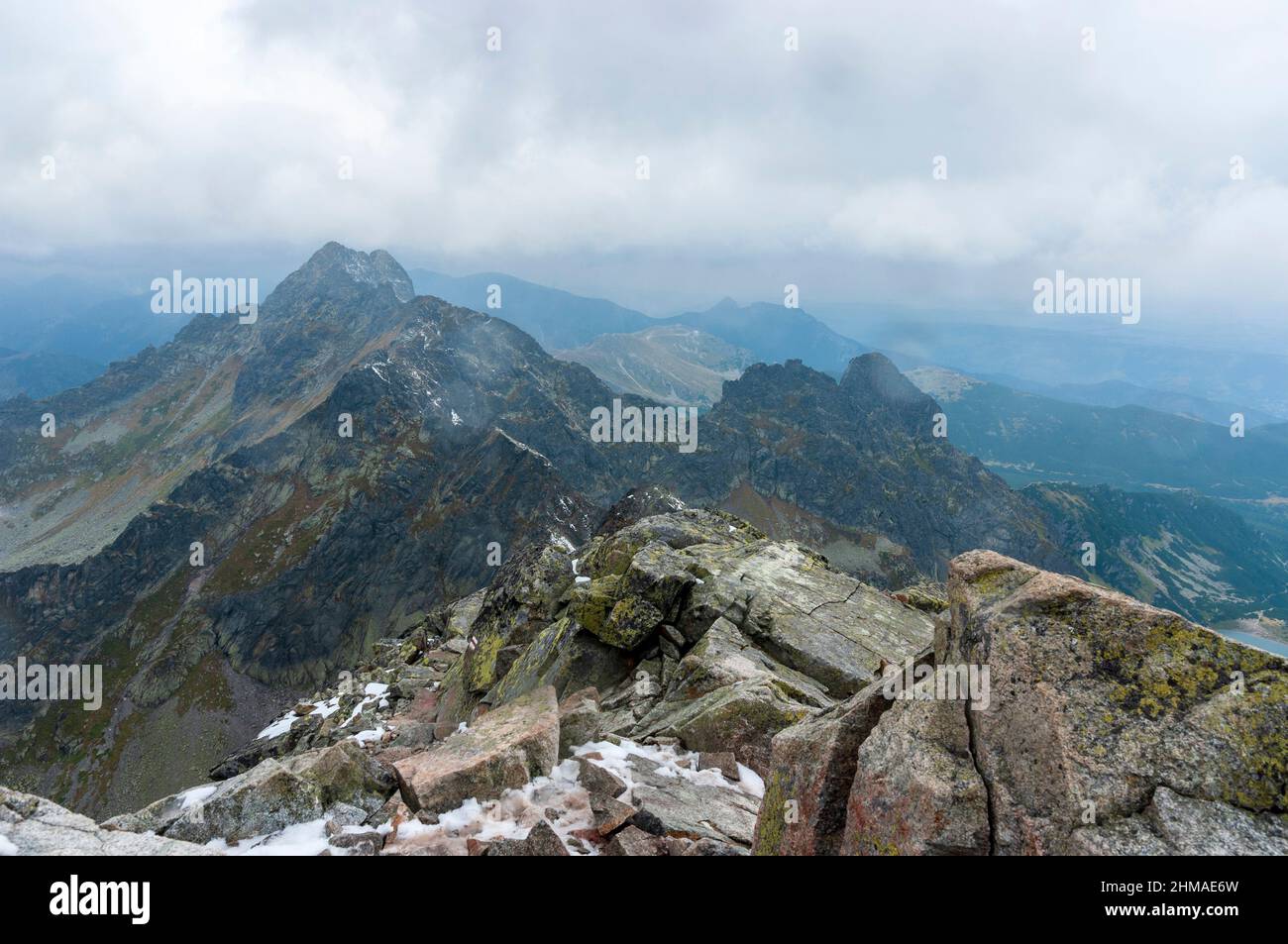 The rocky landscape of the Kozi Wierch peak. Part of the Orla Perc ...