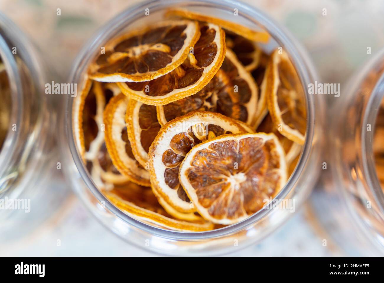 Dried blood orange slices waiting to be added to a cocktail Stock Photo ...
