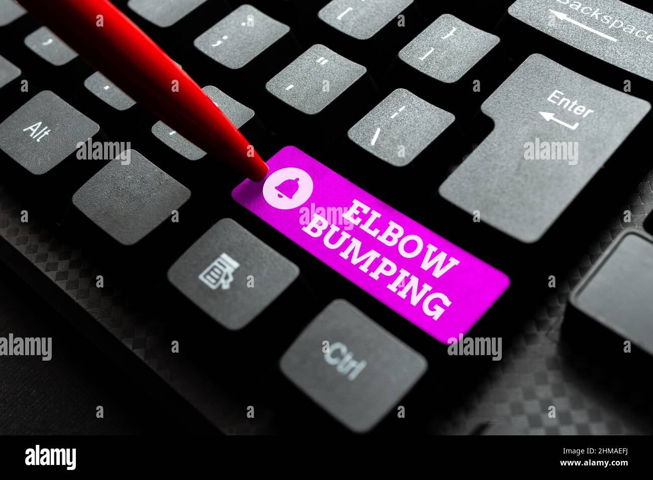 Writing displaying text Elbow Bumping. Business concept newlytrended ...