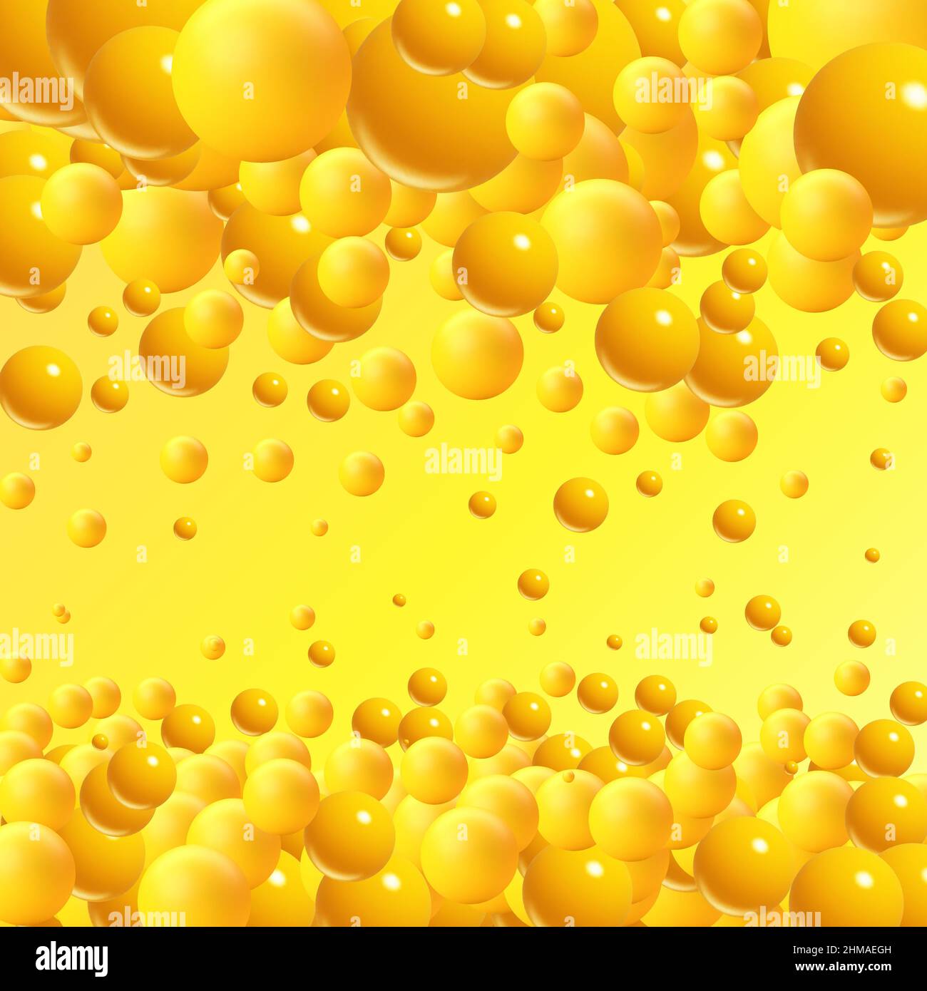 Abstract vector background. Yellow glossy balls. Decor element, design ...
