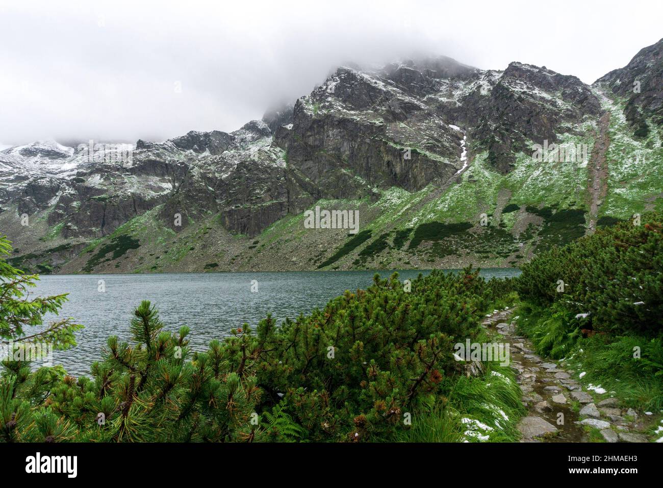 Landscape of beautiful Black Pond Gasienicowy in High Tatra Mountains ...
