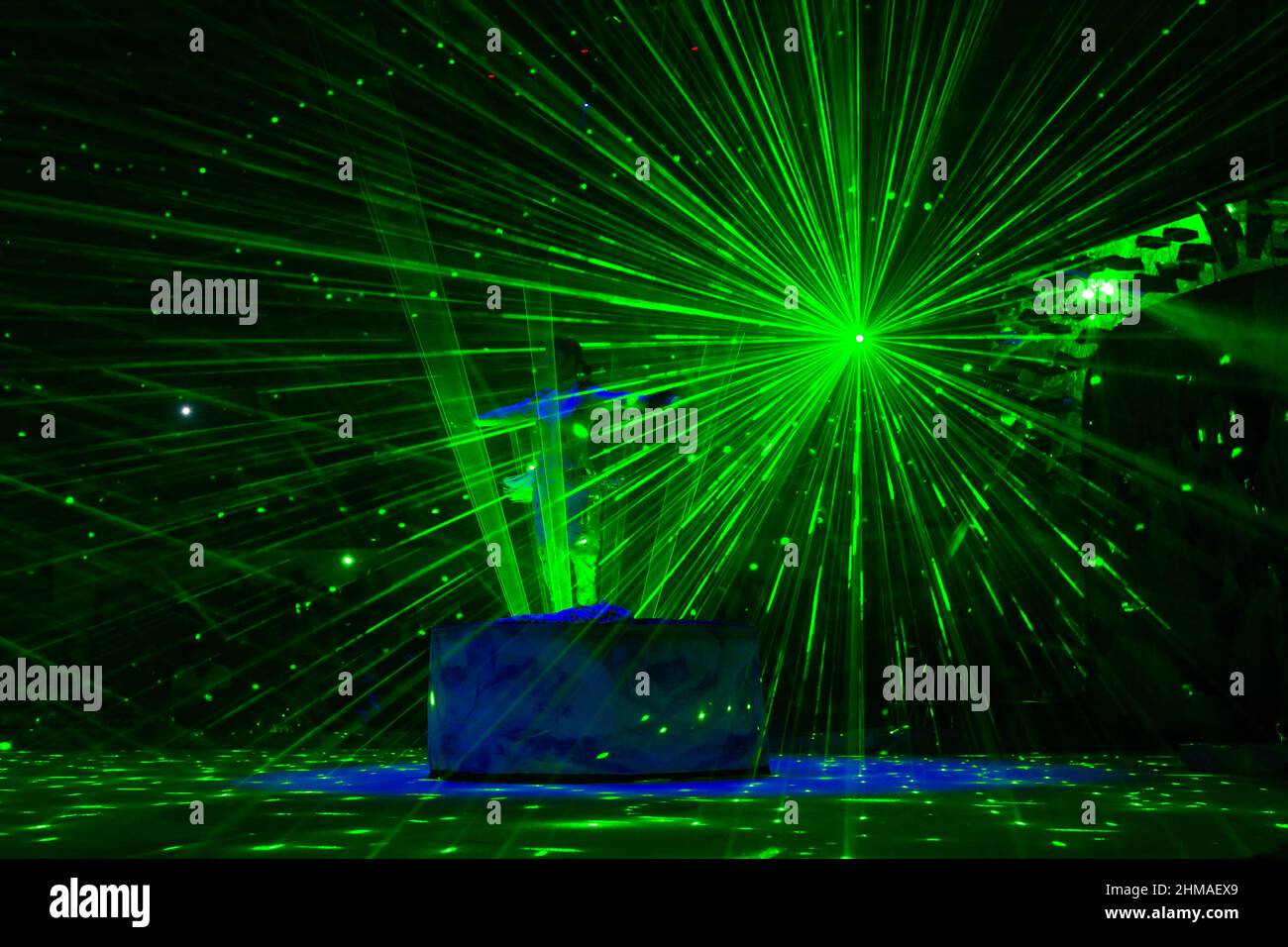 circus laser show performance in complete darkness Stock Photo - Alamy