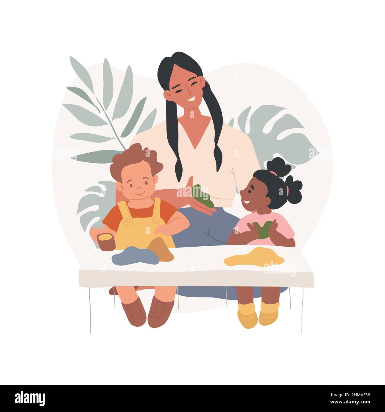 Touching textures isolated cartoon vector illustration. Infant plays ...