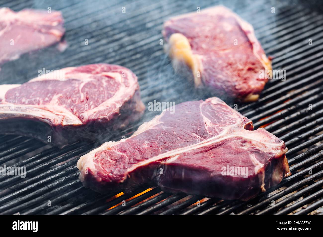 Various steak selection including rib eye, t-bone, fillet steak and ...