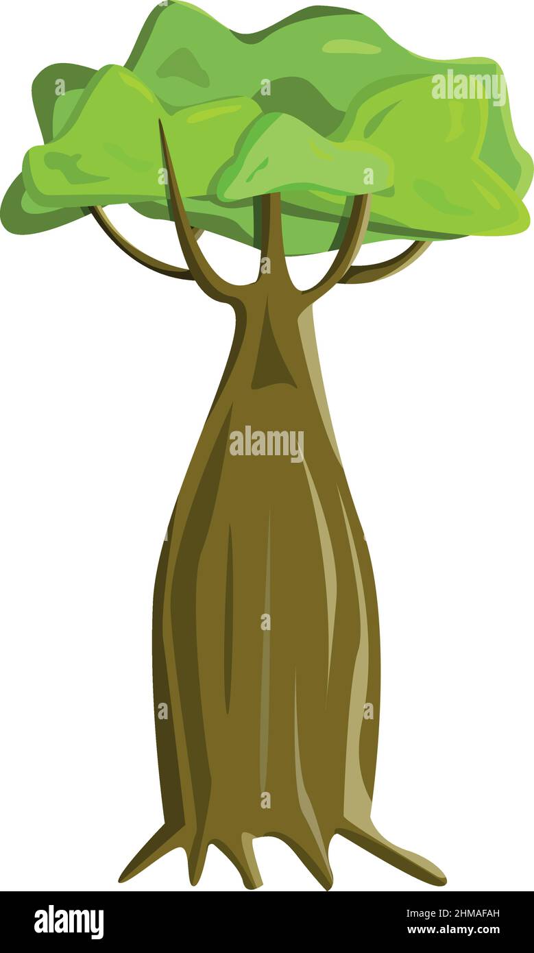 Realistic green old tall tree isolated on white background - Vector ...