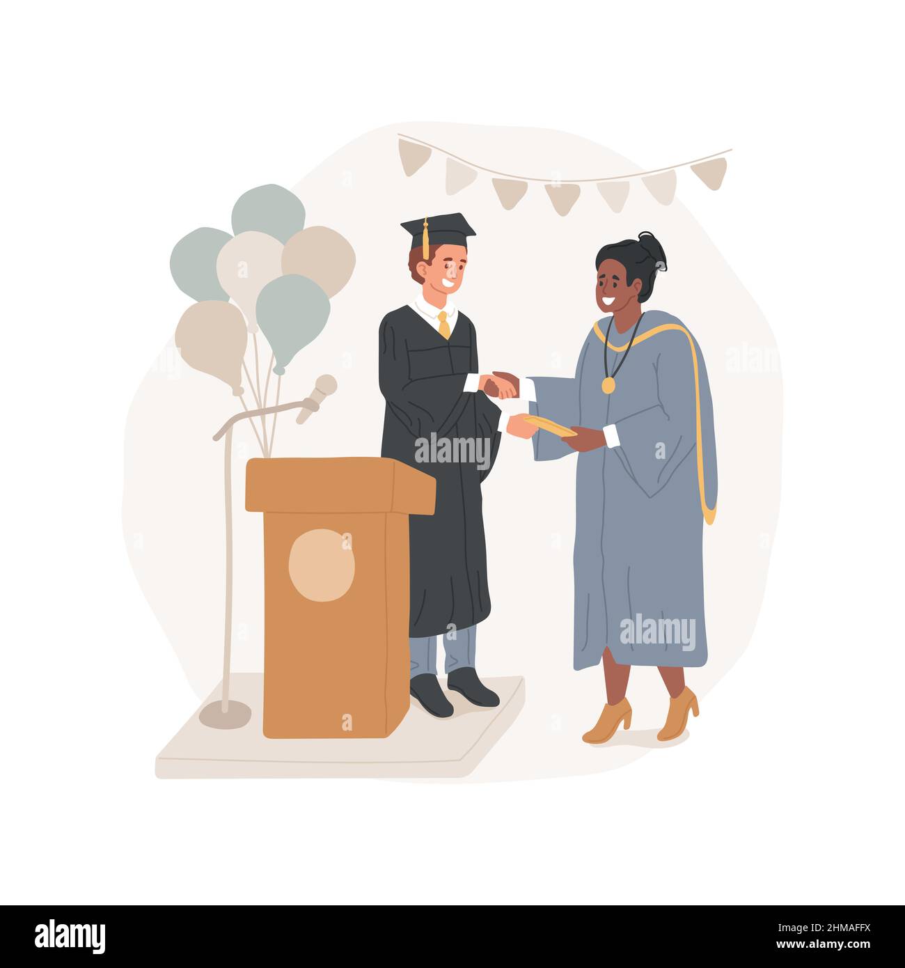 Graduation ceremony isolated cartoon vector illustration. School ...