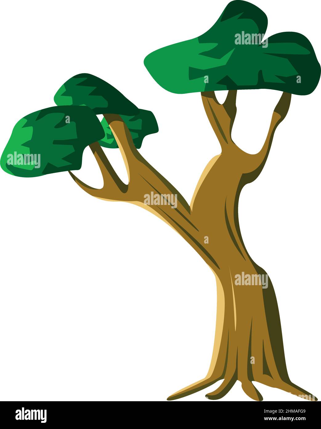 Realistic green sprawling tree isolated on white background - Vector ...