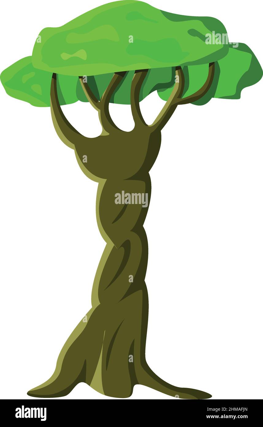 Realistic green old tall tree isolated on white background - Vector ...