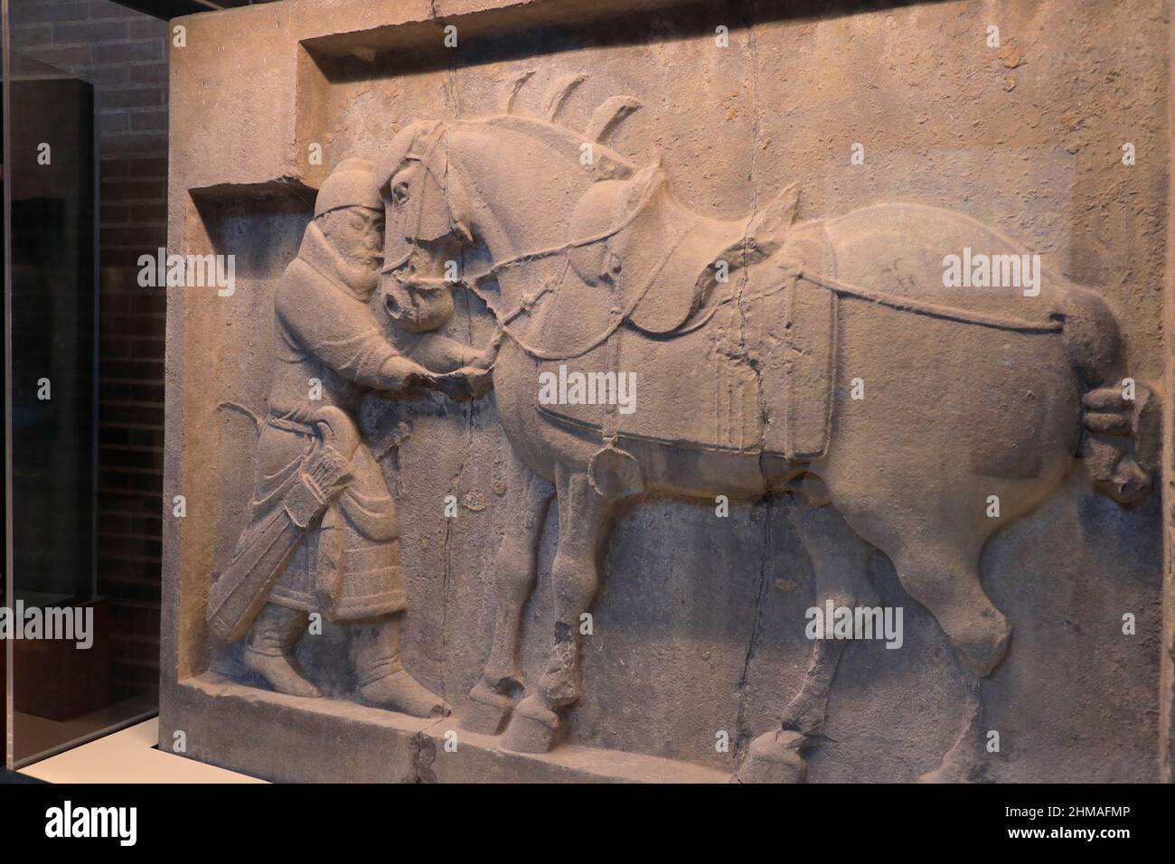 The limestone carved relief of Emperor Taizong Horse Saluzi from China ...
