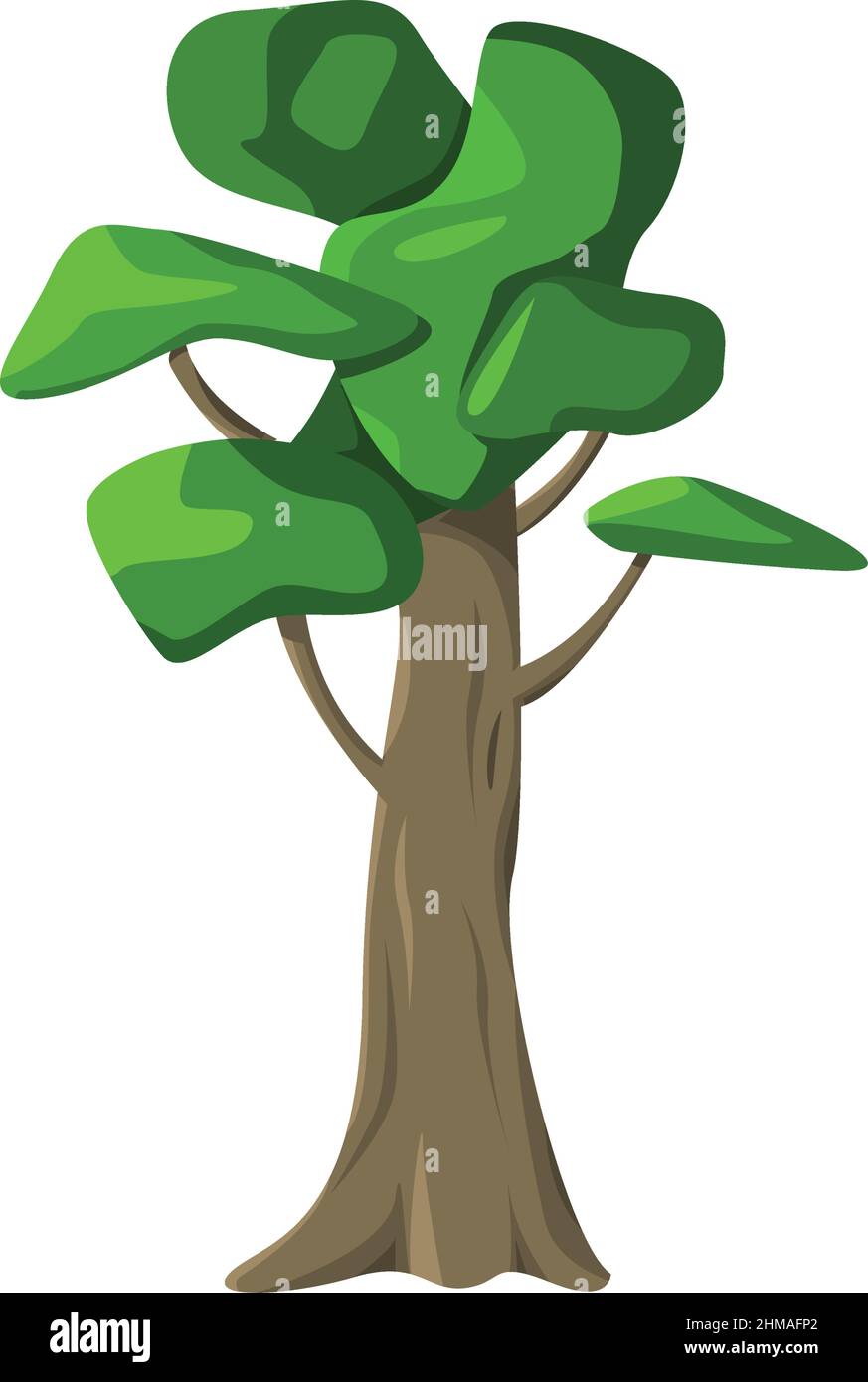 Realistic green old tall tree isolated on white background - Vector ...