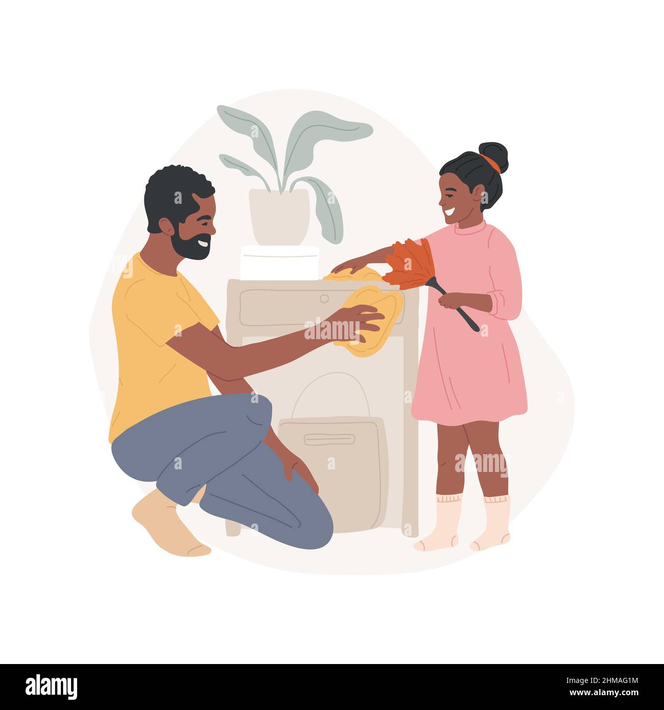 Teach cleaning the dust isolated cartoon vector illustration. Parent ...
