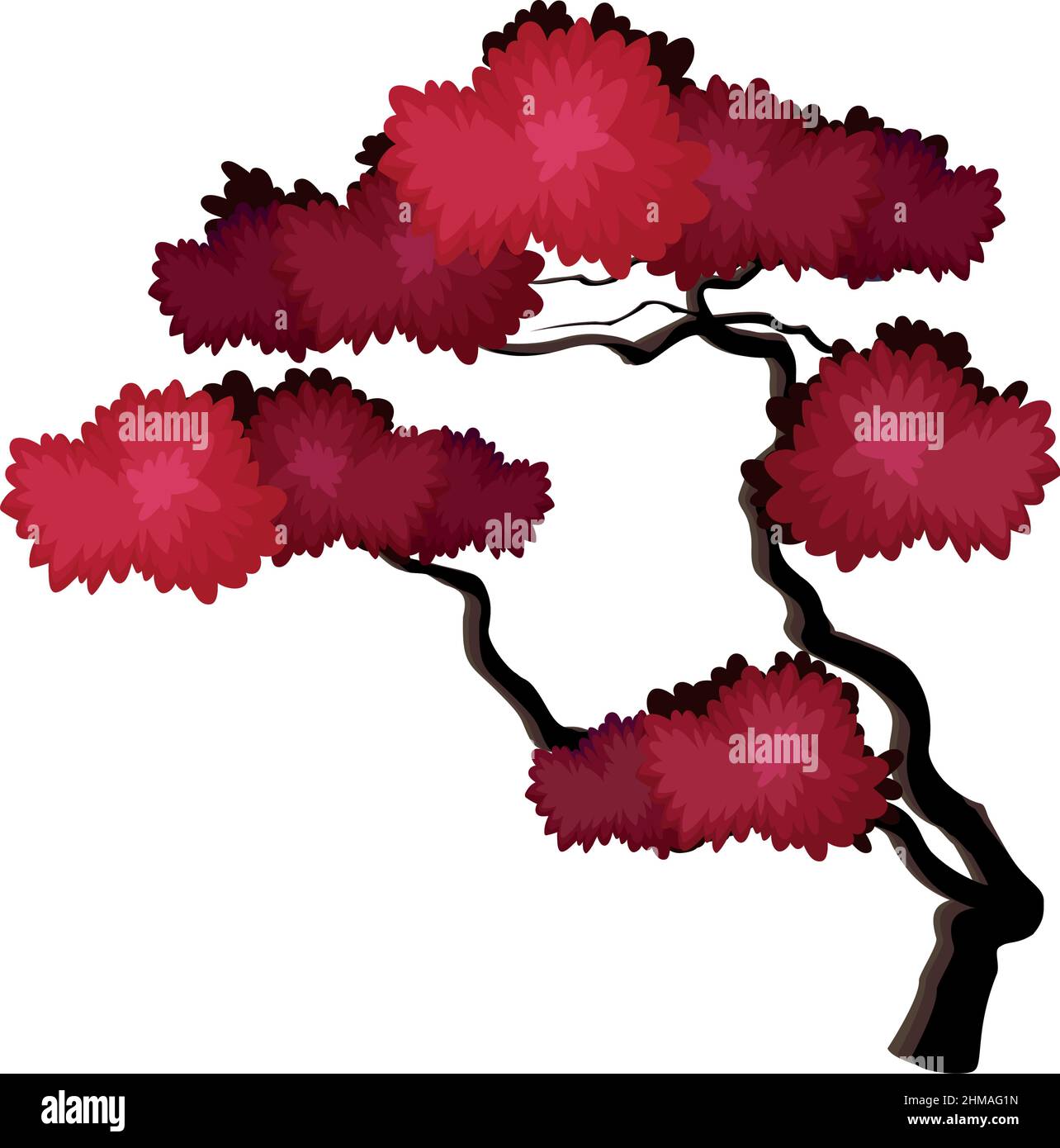 Realistic green sprawling tree isolated on white background - Vector ...