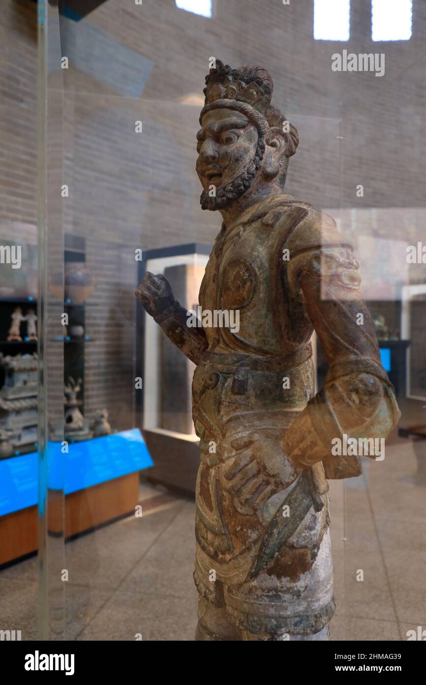 Limestone and gesso painted and gilded statue of Lokapala from China's ...