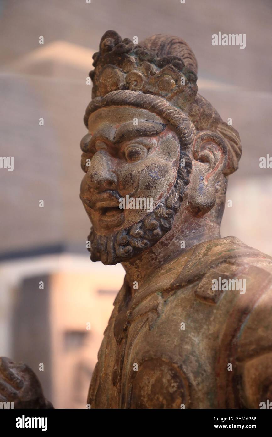Limestone and gesso painted and gilded statue of Lokapala from China's ...