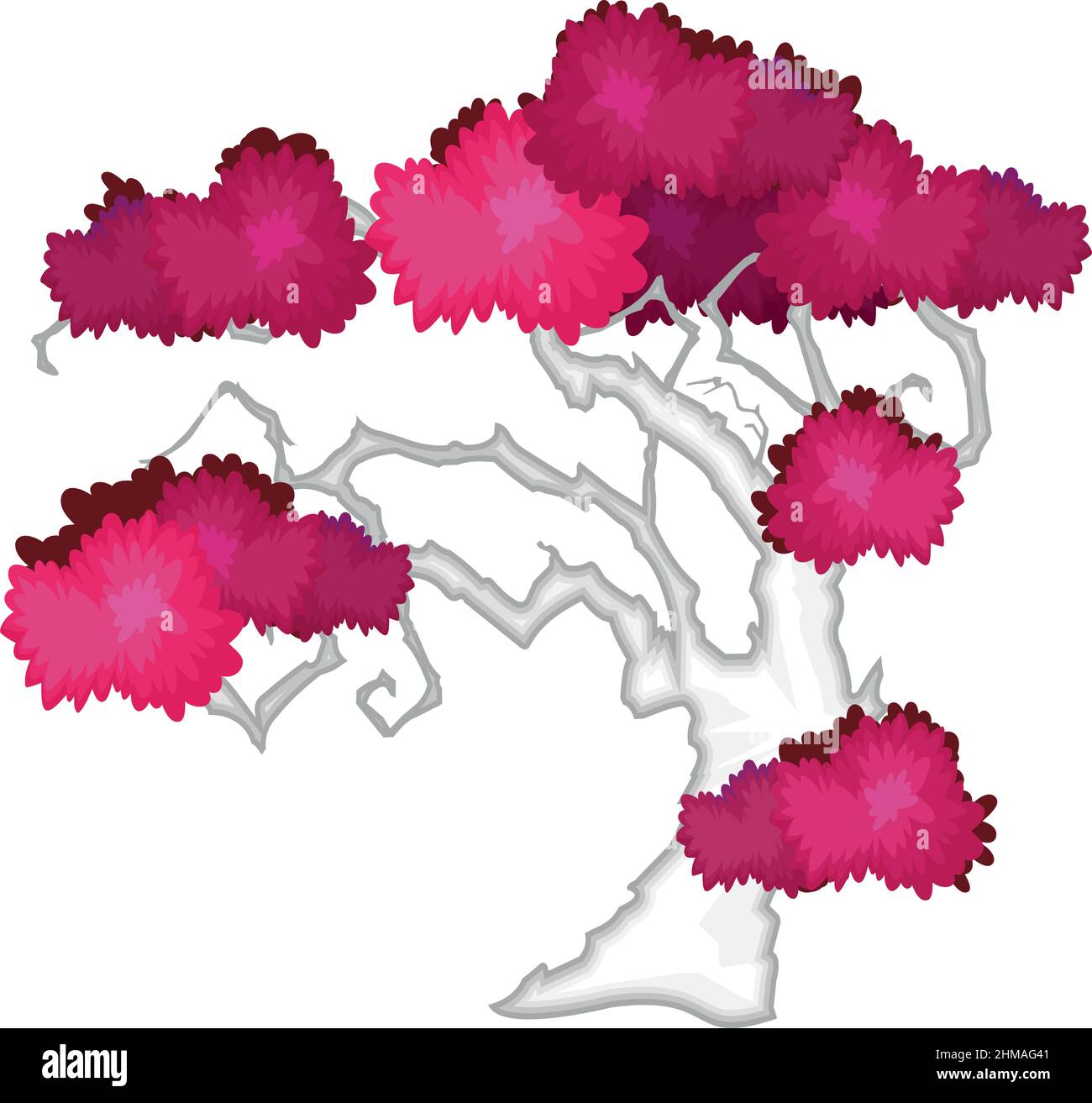 Realistic green sprawling tree isolated on white background - Vector ...