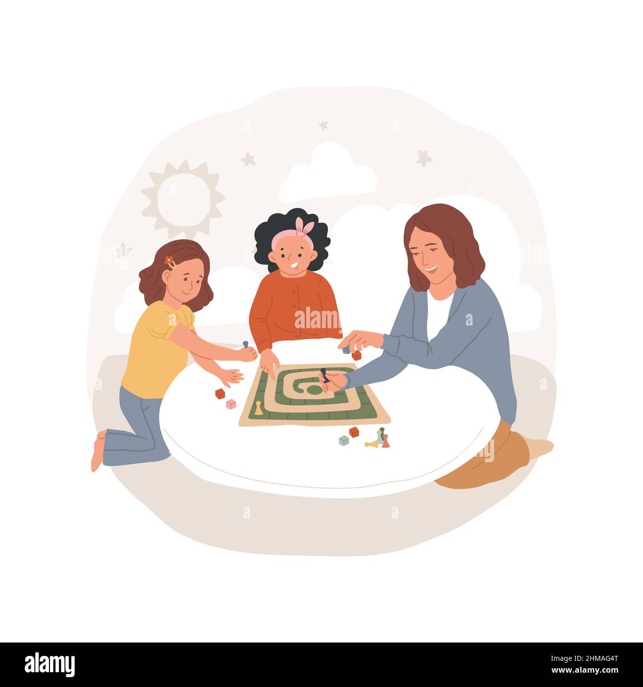 Family board games abstract concept vector illustration. Parents and ...