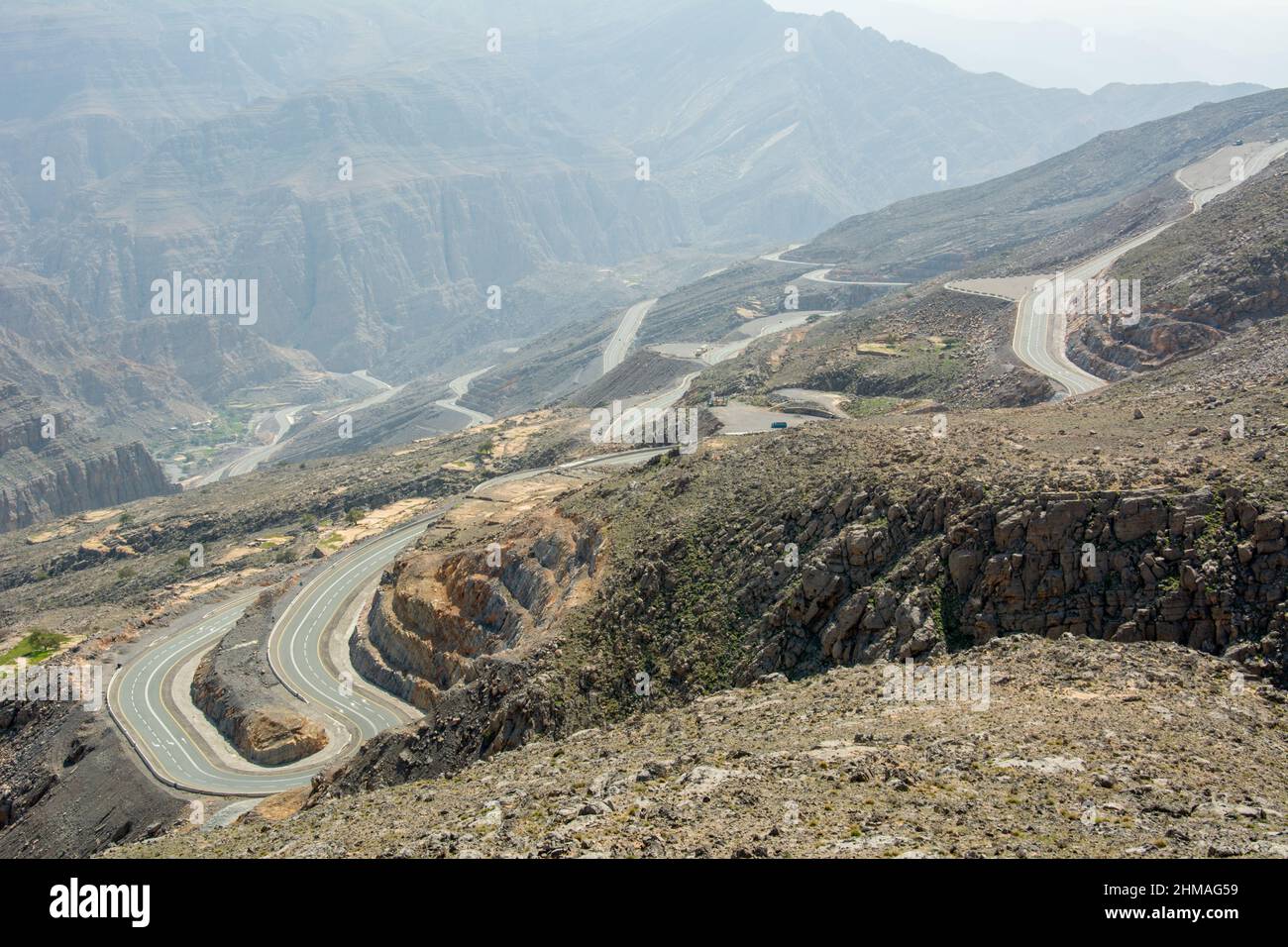 The Road leading to the top of Jebel Jais mountain of the North-Western ...