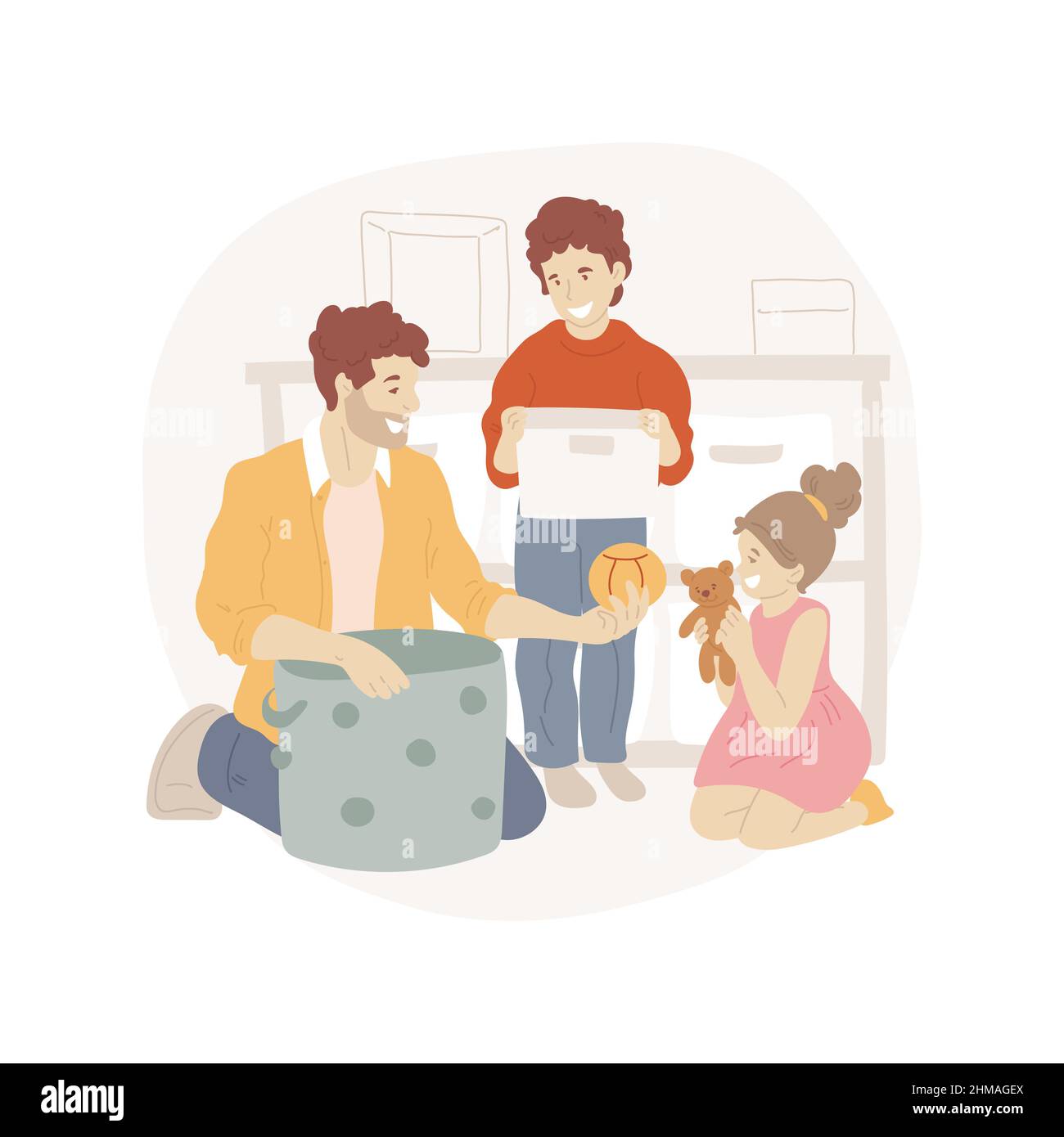 Clean up toys isolated cartoon vector illustration. Teach organizing ...