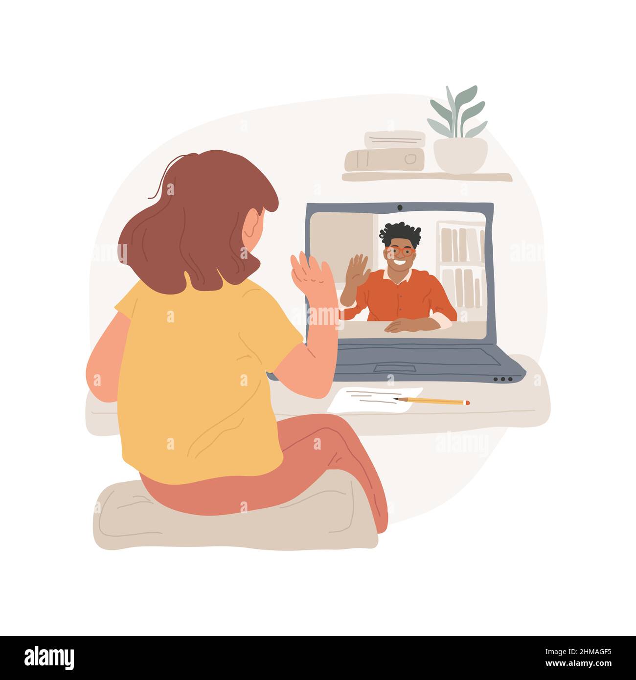 Web conferencing isolated cartoon vector illustration. Remote teaching ...