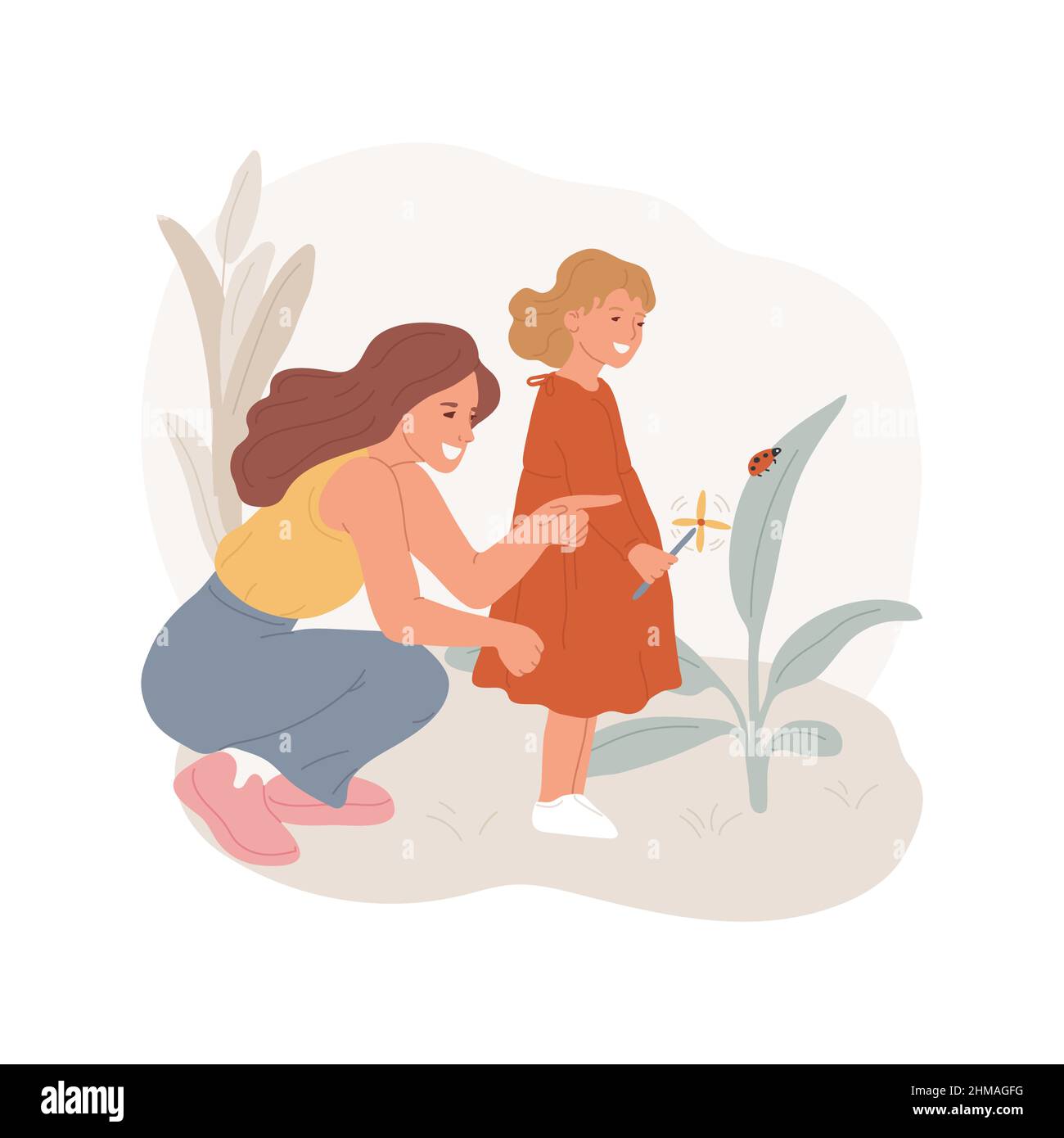 Introducing objects outdoors isolated cartoon vector illustration ...