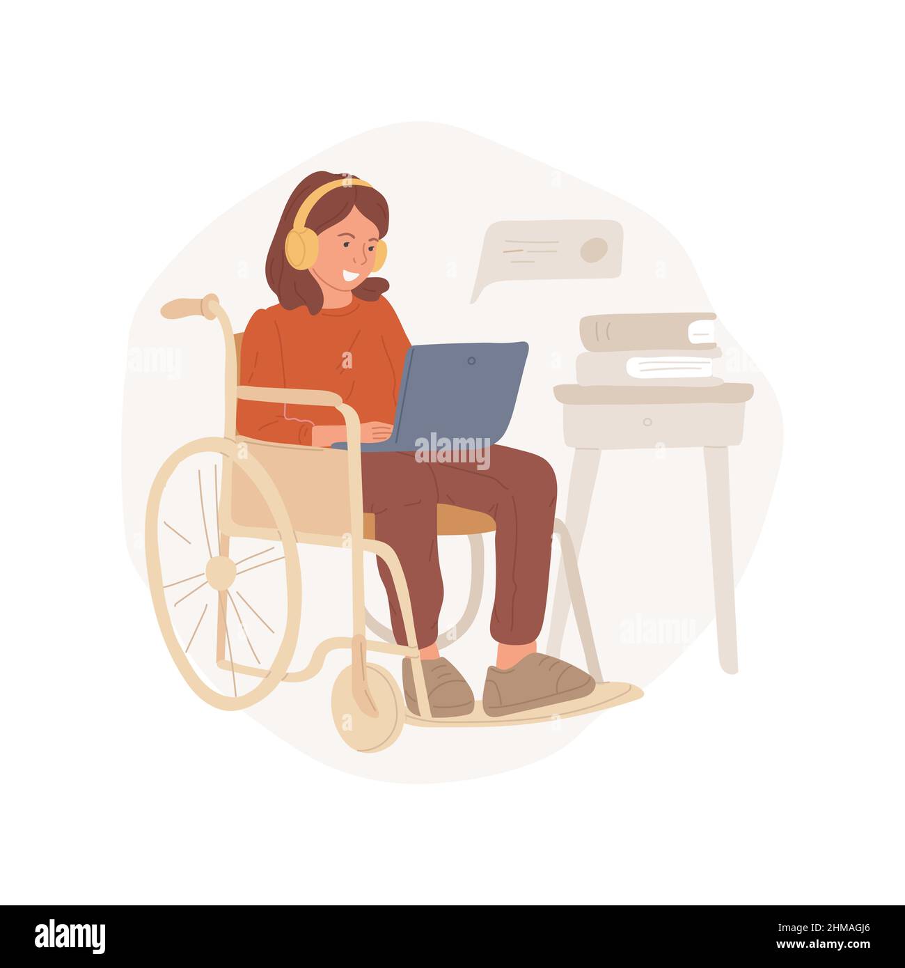 Online tutoring for disabled students isolated cartoon vector ...