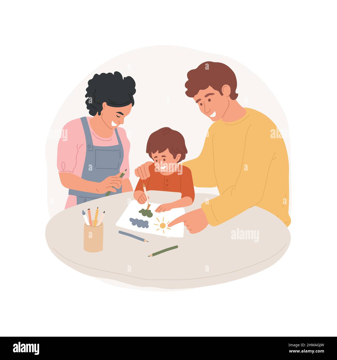 Parent toddler painting Stock Vector Images - Alamy