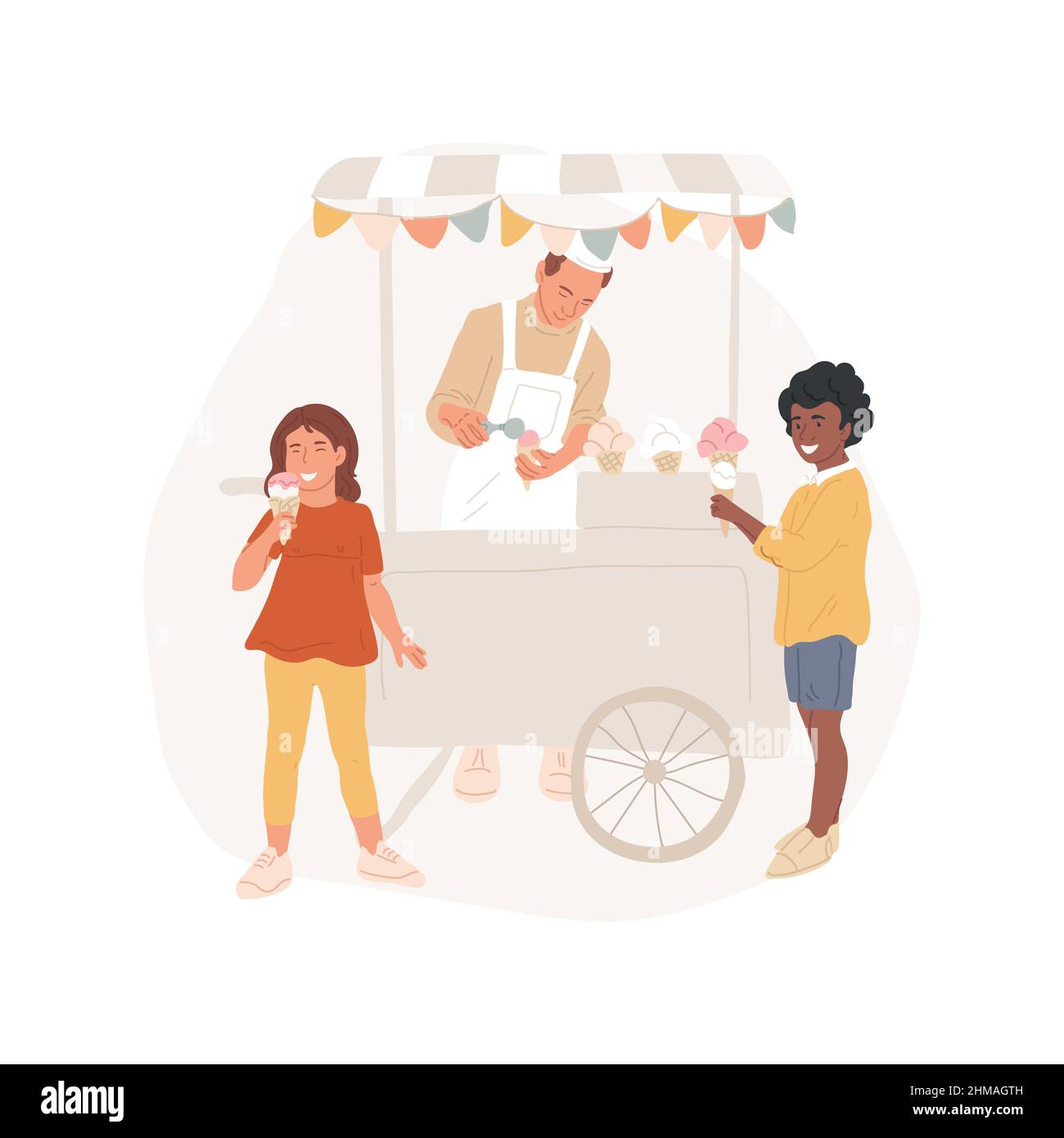 Ice Cream stall isolated cartoon vector illustration. Fair market, food ...