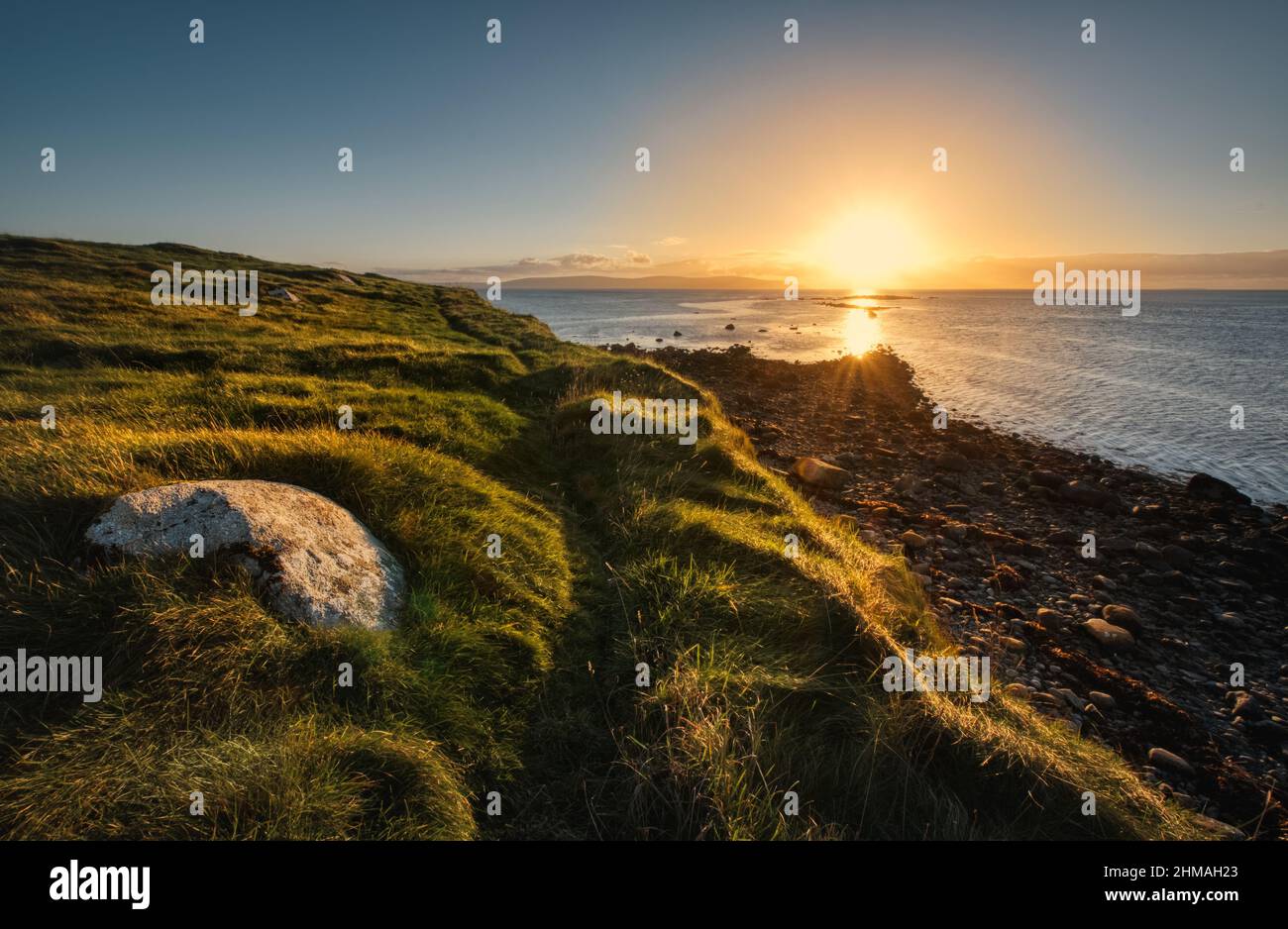 Beautiful evening coastal landscape scenery of sandy beach at wild ...