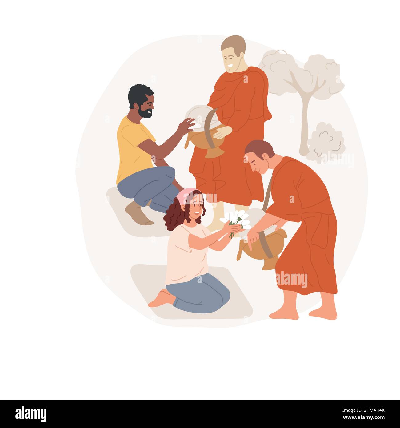 Making offerings abstract concept vector illustration. People making ...