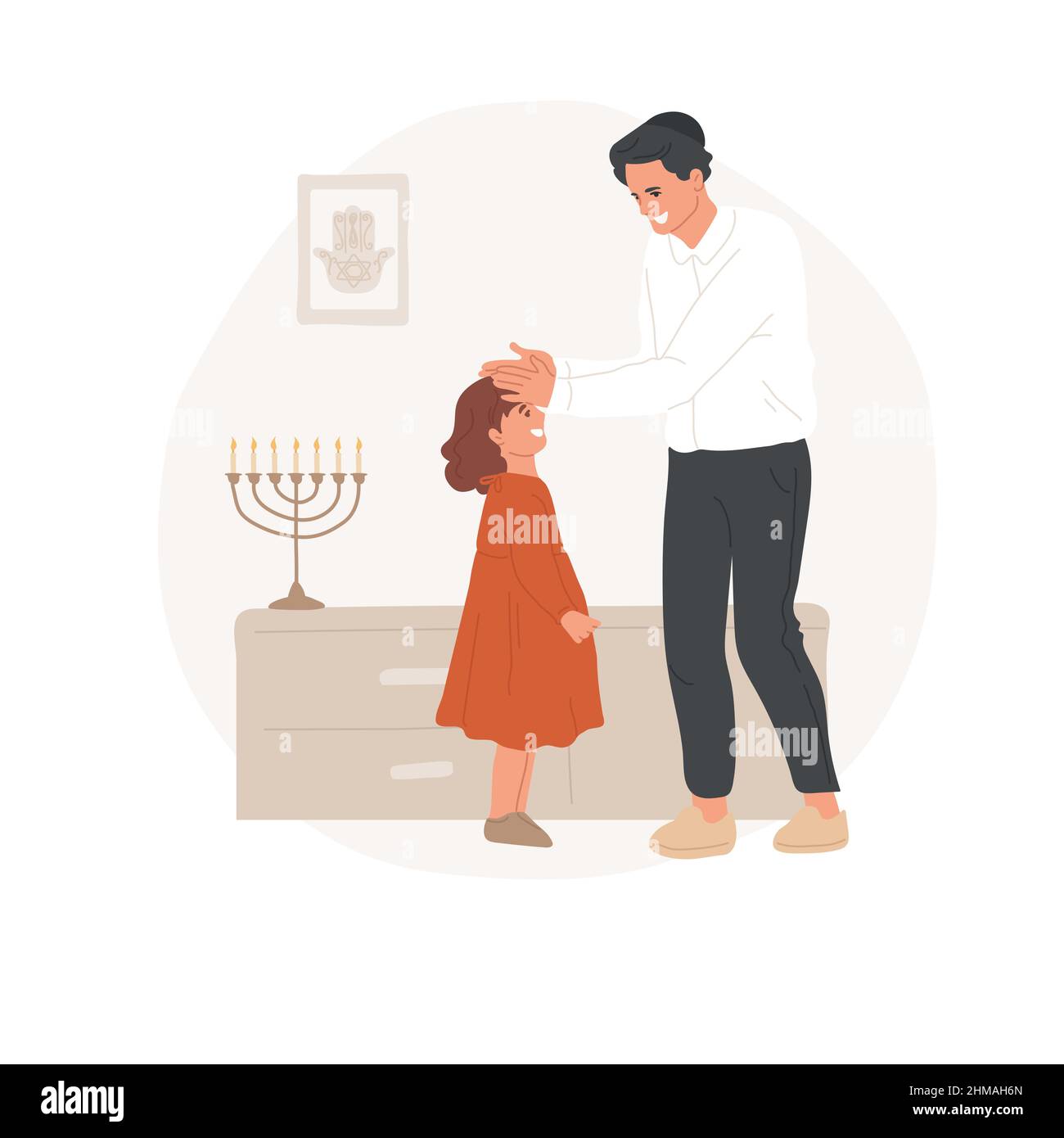 Blessing children abstract concept vector illustration. Jewish father ...