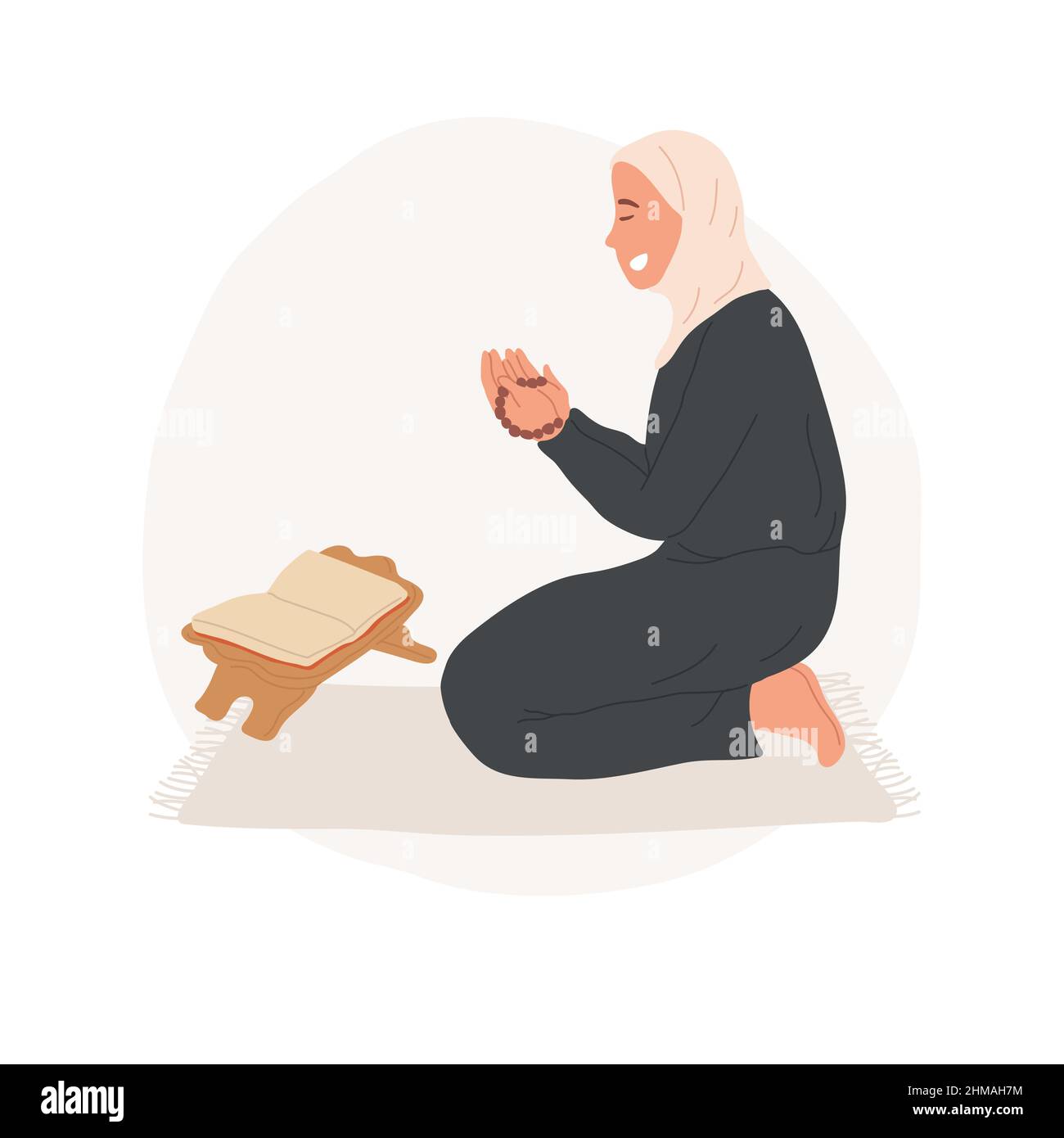 Praying abstract concept vector illustration. Muslim everyday rituals ...
