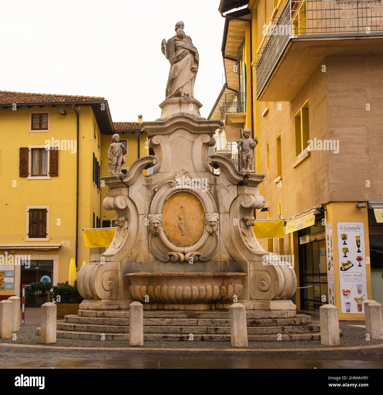 Arco, Italy - December 25th 2021. The historic 17th century Fontana del ...