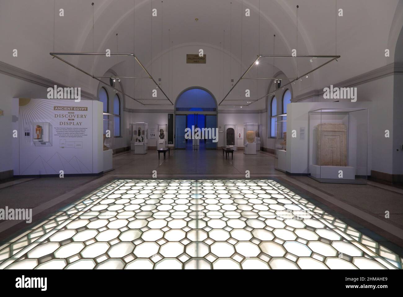 Illuminated floor in Penn Museum with the exhibition of Ancient Egypt ...