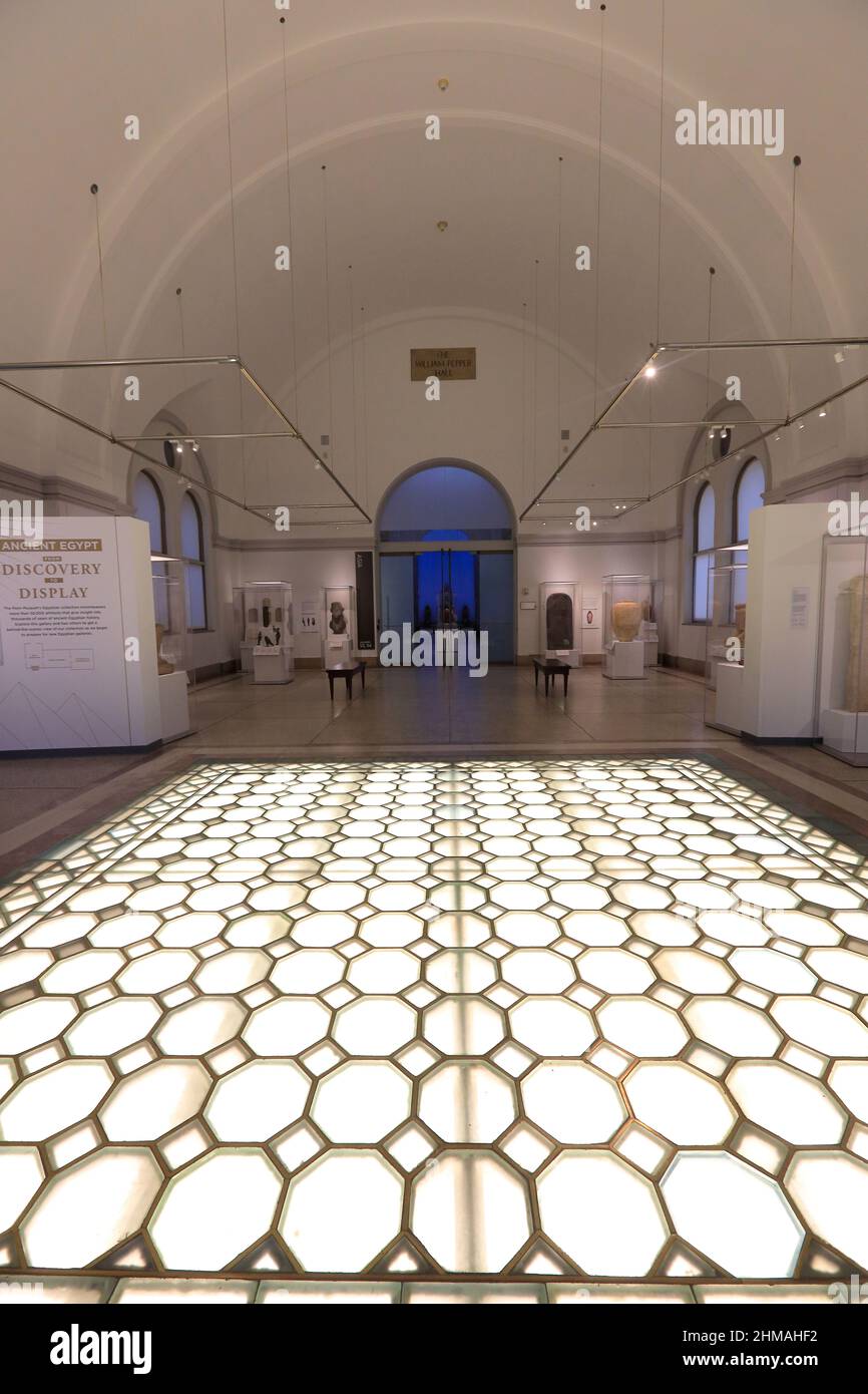 Illuminated floor in Penn Museum with the exhibition of Ancient Egypt ...