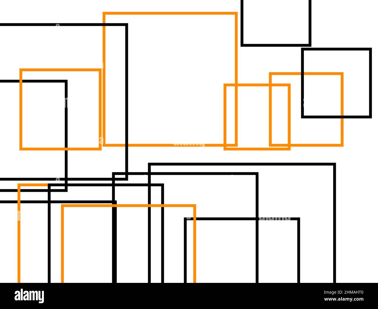 Abstract minimalist orange grey illustration with squares and white ...