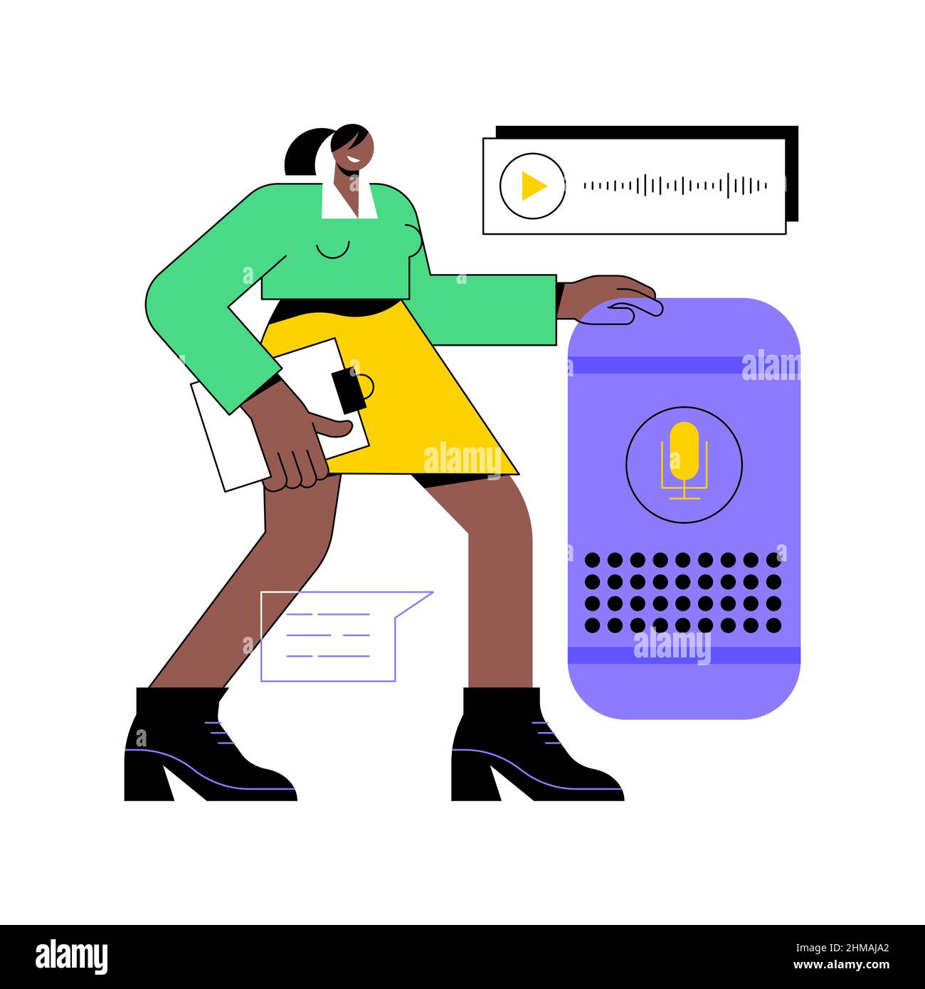 Smart speaker abstract concept vector illustration. Voice-activated ...