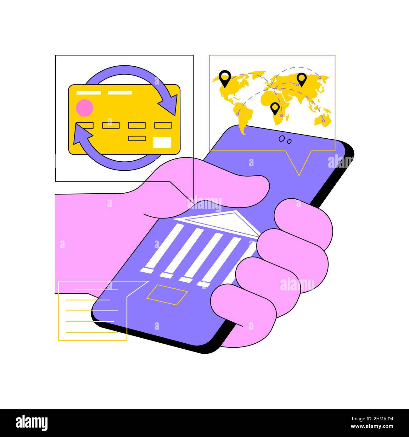 Money transfer abstract concept vector illustration. Credit card ...