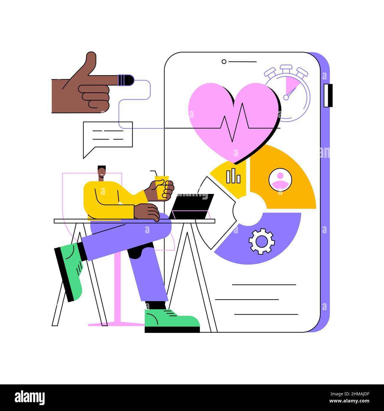 Digital wellbeing abstract concept vector illustration. Office ...