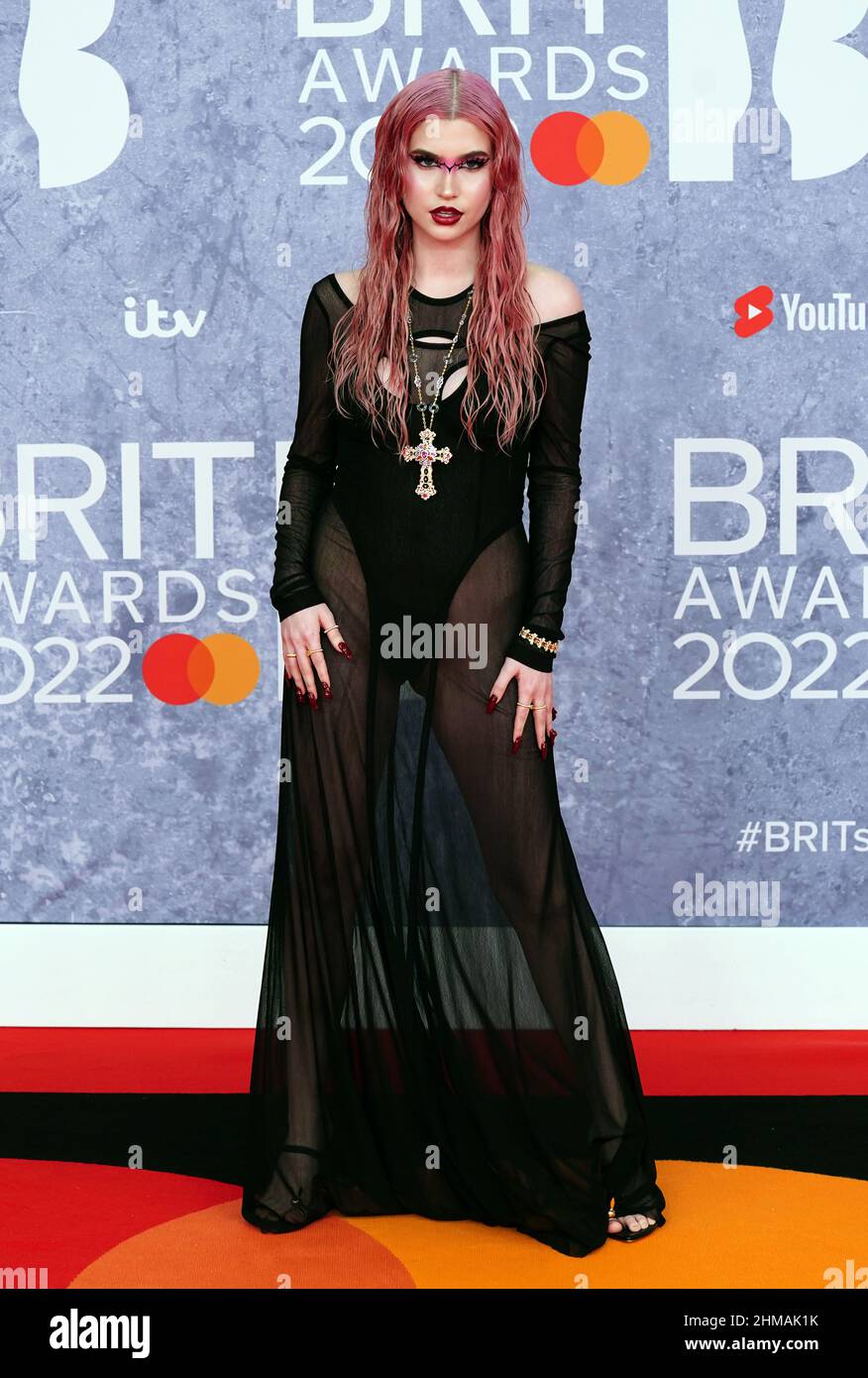 Abby Roberts attending the Brit Awards 2022 at the O2 Arena, London ...