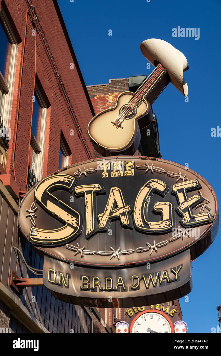 Nashville, Tennessee - January 10, 2022: The Stage on Broadway, a ...