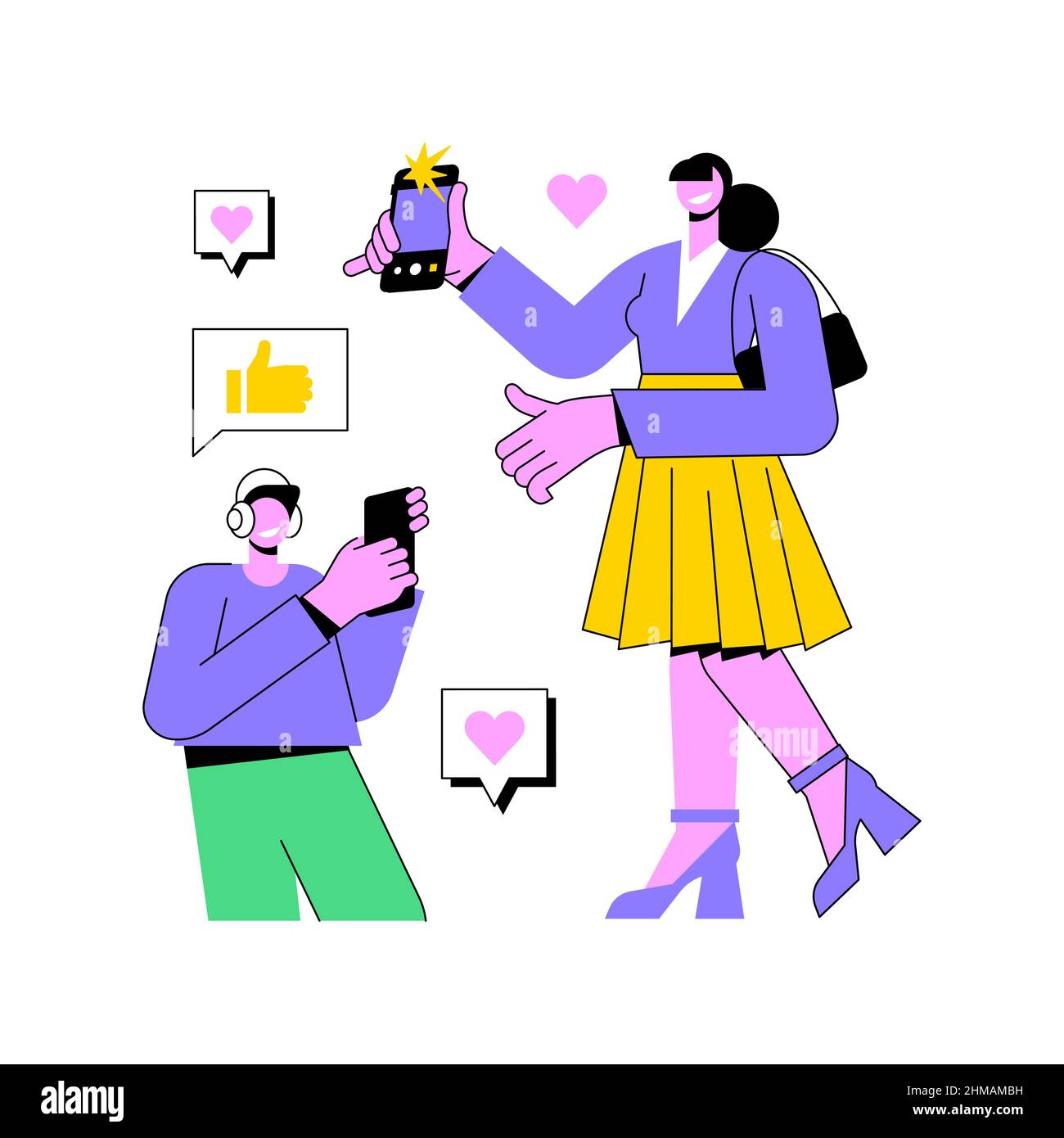 Likes addiction abstract concept vector illustration. Addicted to likes ...