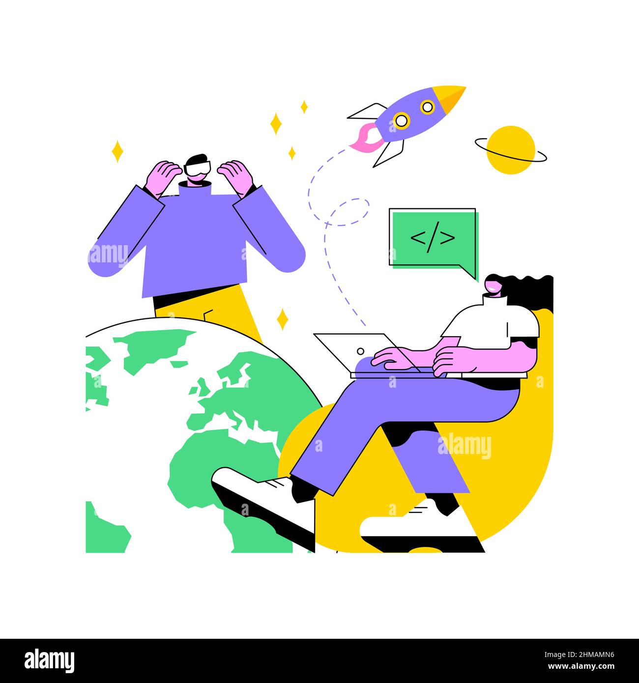 Virtual world development abstract concept vector illustration ...