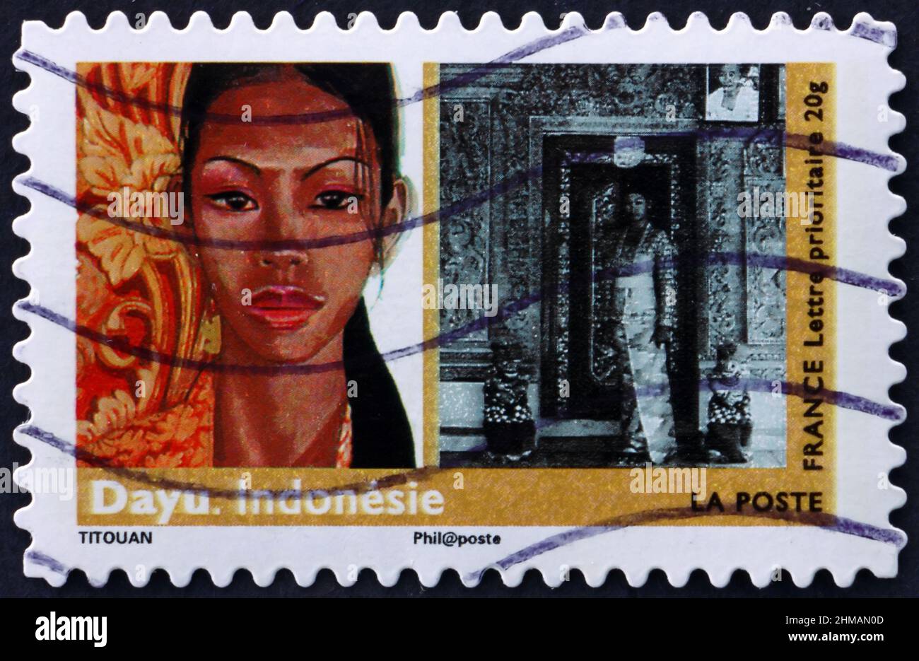 FRANCE - CIRCA 2009: a stamp printed in France shows Dayu woman from ...