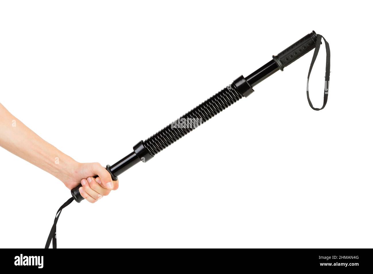 Metal spring arm expander in black. Isolated over white background ...
