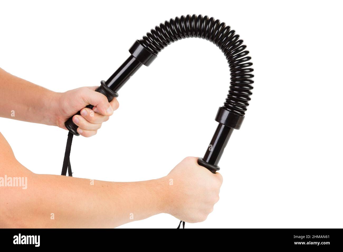 Metal spring arm expander in black. Isolated over white background ...