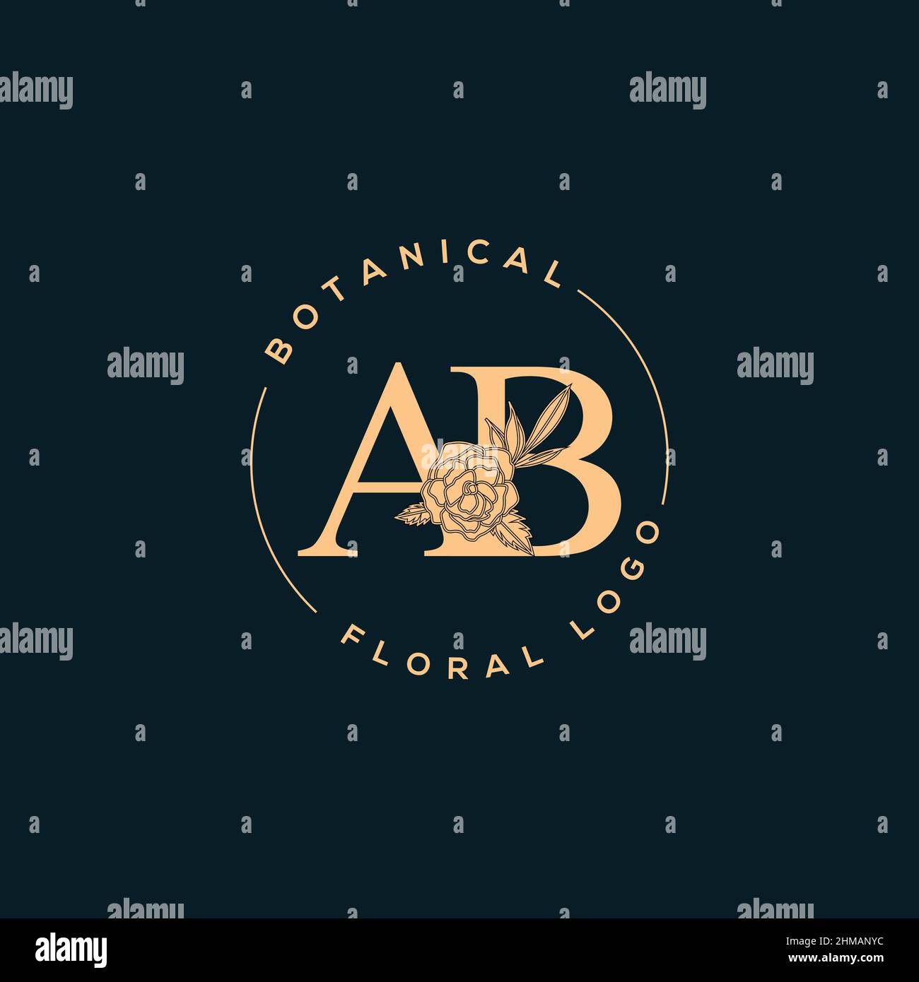 Initial AB letter luxury beauty flourishes ornament monogram logo Stock ...