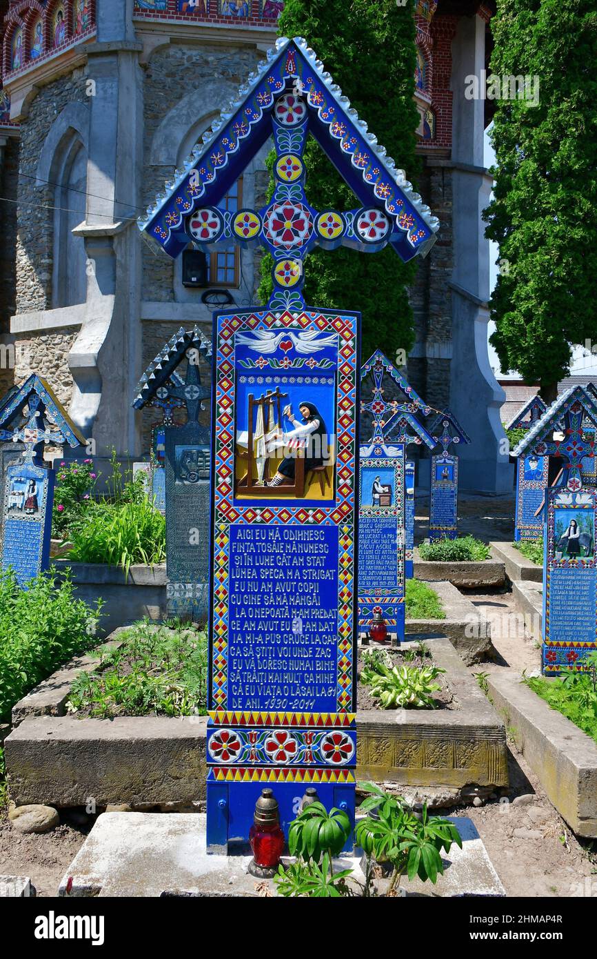 The Merry Cemetery (Cimitirul Vesel), in Sapanta, Maramures, Romania. A ...