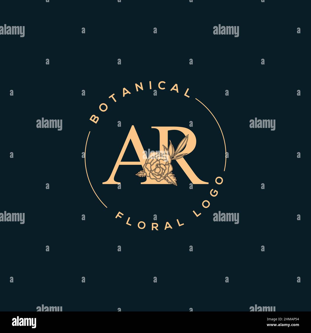 Initial AR letter luxury beauty flourishes ornament monogram logo Stock ...